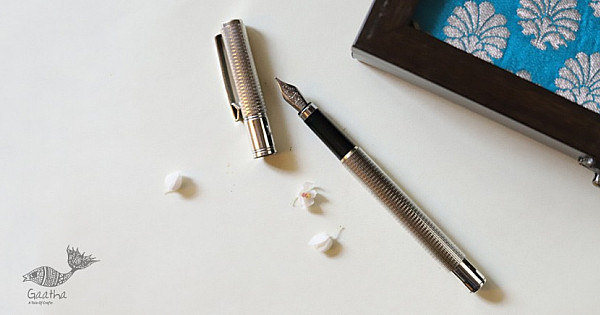 Buy Handcrafted Silver Ink Pen| Indian craft store