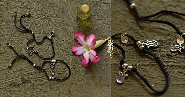 Buy Handcrafted Silver + Black Thread Anklet (Two Options)| Indian ...
