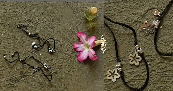 Buy Handcrafted Silver + Black Thread Anklet (Two Options)| Indian ...