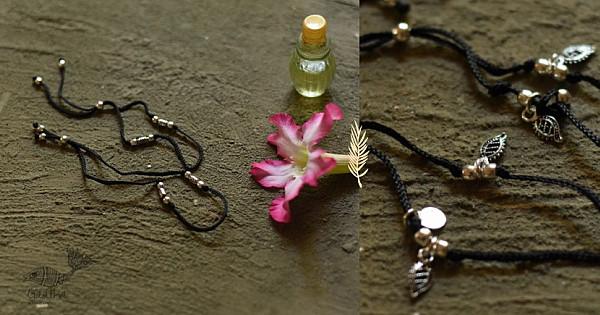 Buy Handcrafted Silver + Black Thread Anklet (Two Options)| Indian ...