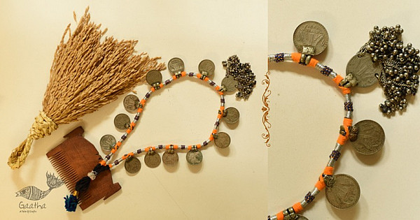online handmade Rabari Long Coin Necklace| Indian craft store