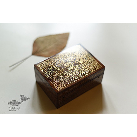 Tarkashi | Wood Inlay - Brass Tarkashi Box | Gaatha