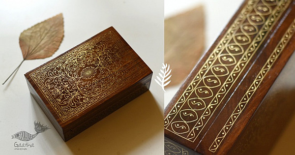 Tarkashi Box ~ Wood Inlay with Brass Wire| Indian craft store