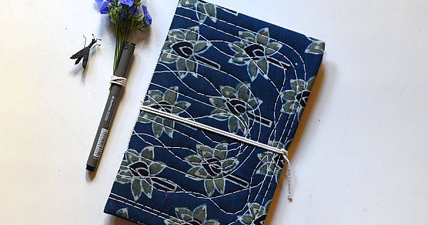 online ajrakh pothi diary - Lotus Motif| Indian craft store