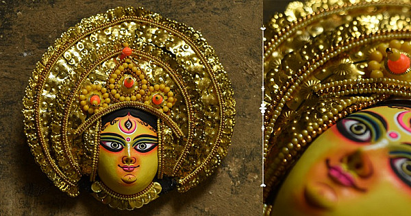 buy online handmade chhau mask from bangal- durga-golden | Gaatha