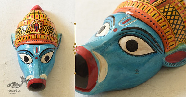online handmade wooden mask - Varaha Avatar| Indian craft store