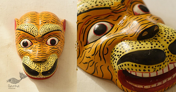online handmade wooden tiger mask| Indian craft store