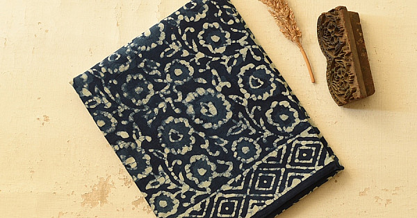 Hand Block Printed Dabu Saree| Indian craft store