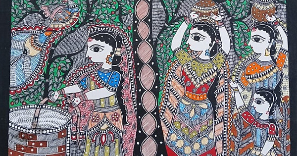 Buy Madhubani painting| Panihari| Indian craft store