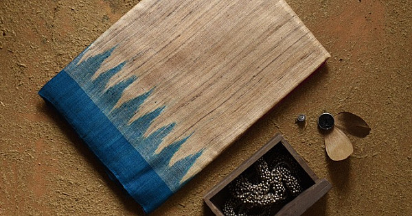 Pure Tussar Ghicha Silk Saree With Ganga Jamuna Border| Indian craft store