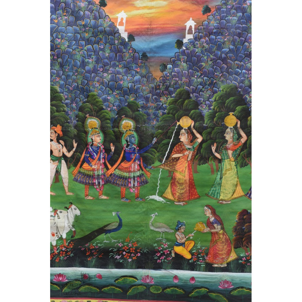online Traditional Antique Old Pichwai Painting - Krishna With Panihari ...
