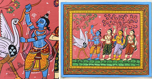 Pattachitra Painting from Orissa - Bakasur Vadh | Gaatha