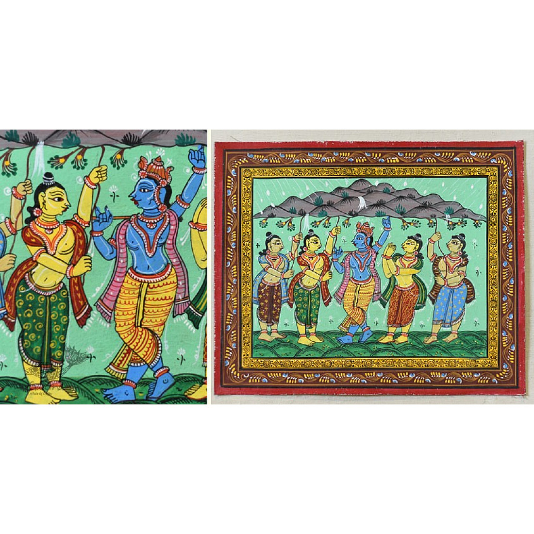 Pattachitra Painting - - krishna Govardhan Parvat| Indian craft store