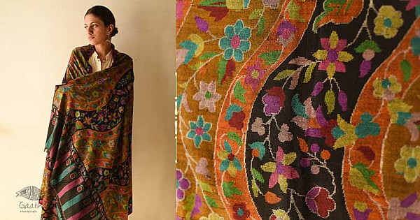 Kashmiri Kani Shawl 100% Pure Pashmina| Indian craft store