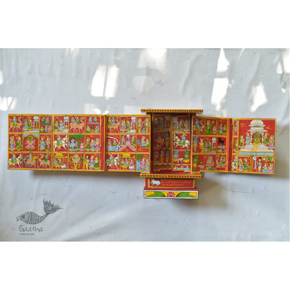 Real Marvadi Kaavad ~ A Wooden Shrine ( Red - 41 cm)| Indian craft store