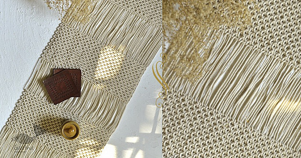 Handmade knotted Table Runner| Indian craft store