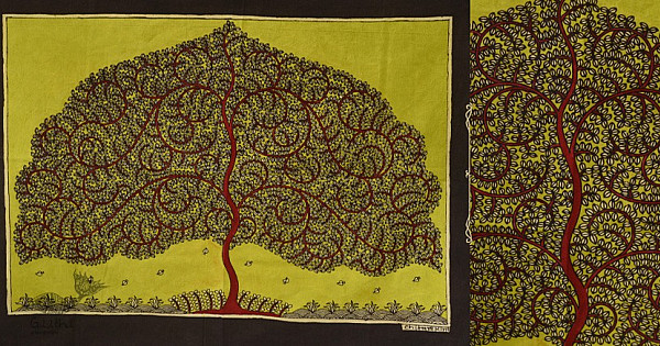 Buy Hand Painted tree painting - matani pachedi| Indian craft store