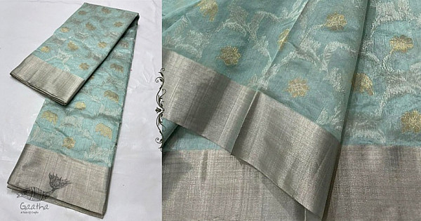 shop Handwoven Silk - Chanderi Silver Border Saree| Indian craft store