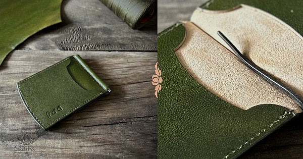 handmade Olive Money Clipper Wallet| Indian craft store