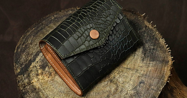 online Leather ~ Small Clutch Wallet - Green| Indian craft store