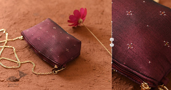 online handwoven cotton Tangaliya Maroon Purse | Gaatha