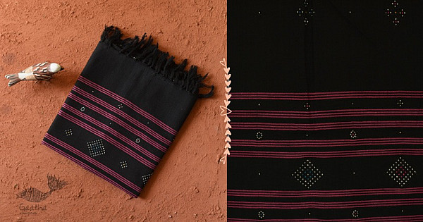 Handwoven Tangaliya Cotton Black dupatta| Indian craft store