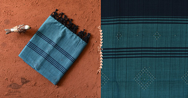 Handwoven Tangaliya Cotton Blue dupatta| Indian craft store