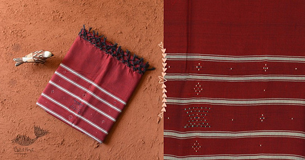 Handwoven Tangaliya Cotton Maroon dupatta| Indian craft store
