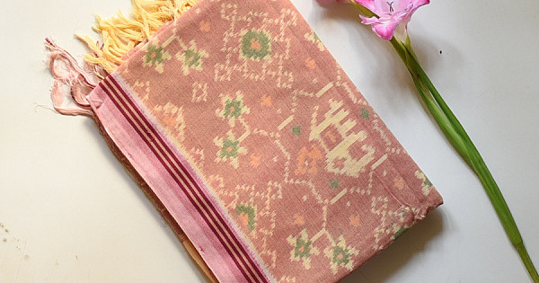 Handloom Cotton patola ikat dupatta - Elephant Motif| Indian craft store