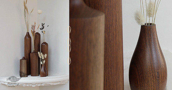 Buy Handmade Walnut Wood Vases ( Set of Six) | Gaatha