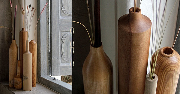 Buy Handmade Wooden Home Decor Vase ( Set of Five ) | Gaatha