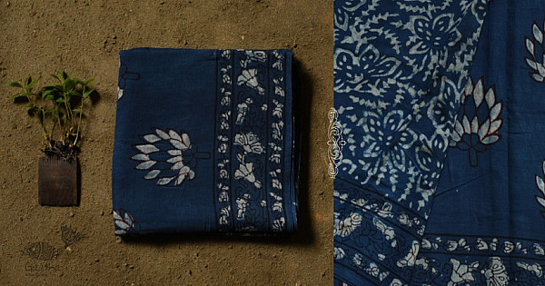 Buy Natural Color dabu hand block printed cotton saree| Indian craft store