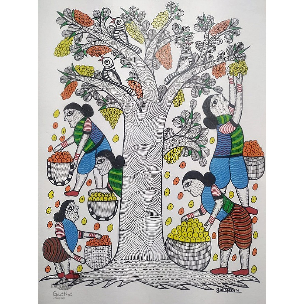 Gond Painting - Hand Painted Mango Tree| Indian craft store