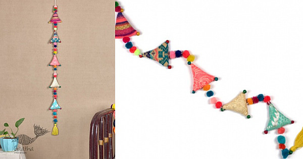 Elephant Decorative hanging String from up cycled fabric | Gaatha