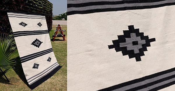 Buy Cotton Center Sofa Dhurrie - Small Diamond| Indian craft store