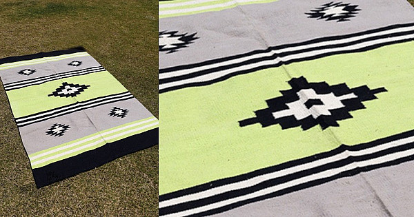 Buy Cotton Center Sofa Dhurrie - Small Diamond- Light Green| Indian ...