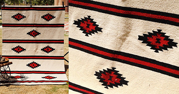 Buy Cotton Center Sofa Dhurrie - Small Diamond - Grey| Indian craft store