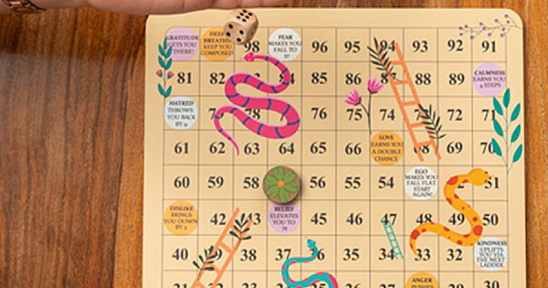 Buy Handmade Wooden indoor Board game - Snakes & Ladders | Gaatha