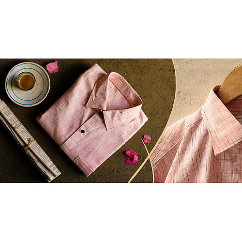 shop online handloom fabric men cotton shirt| Indian craft store