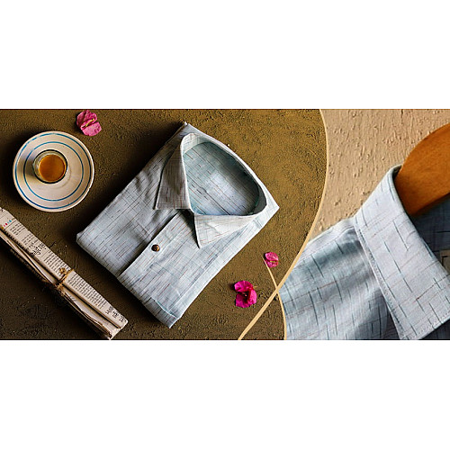 shop online handloom fabric men cotton shirt| Indian craft store