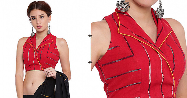 Buy Handwoven Designer Cotton Khesh Blouse | Gaatha| Indian craft store