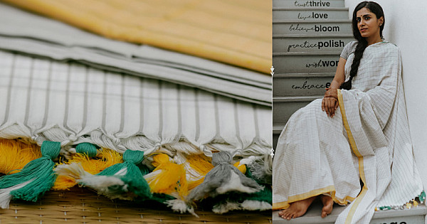 Buy online nool by hand handwoven cotton saree| Indian craft store