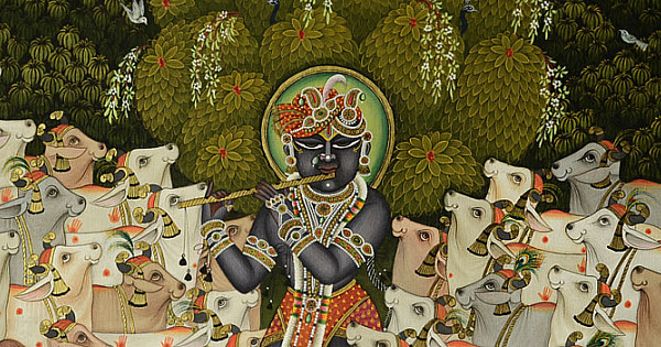 A master Pichwai painting Art - Sri Krishna with Cow | Indian craft store