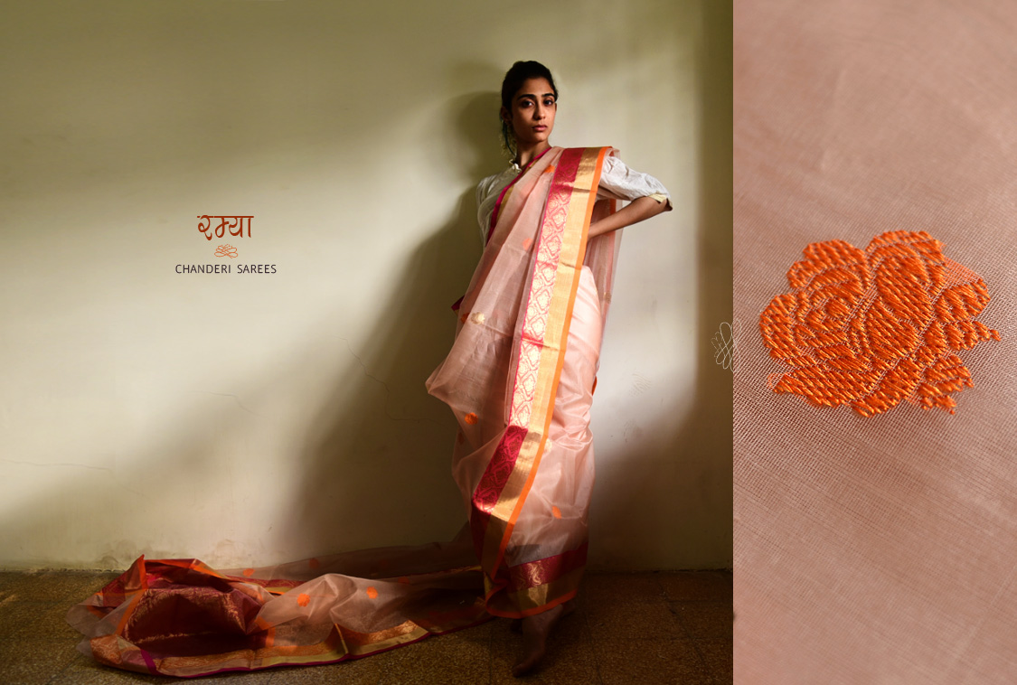 Buy Handwoven Authentic Chanderi Silk Saree